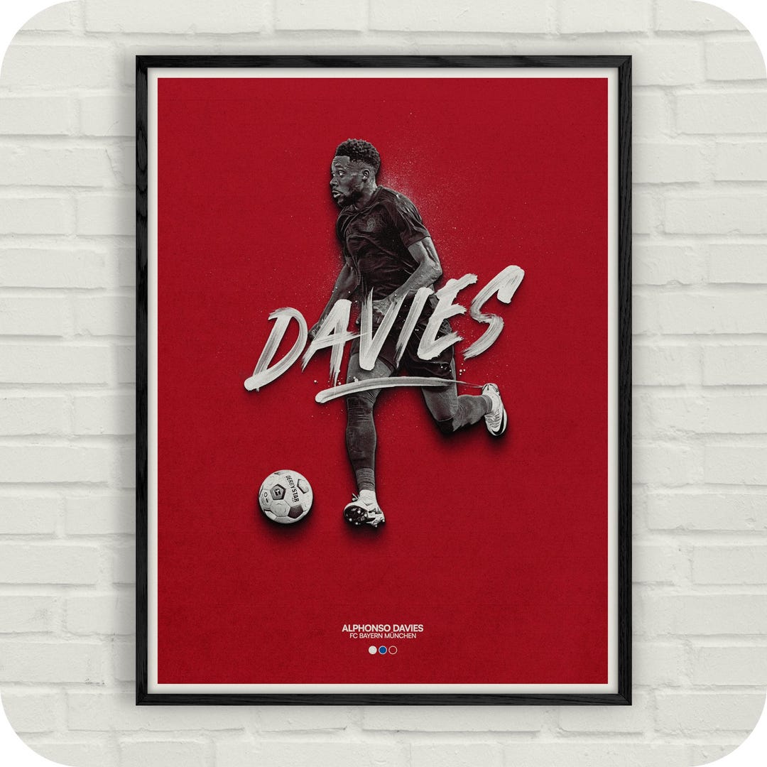 Alphonso Davies Poster, Digital Download, FC Bayern Munich Soccer Wall ...