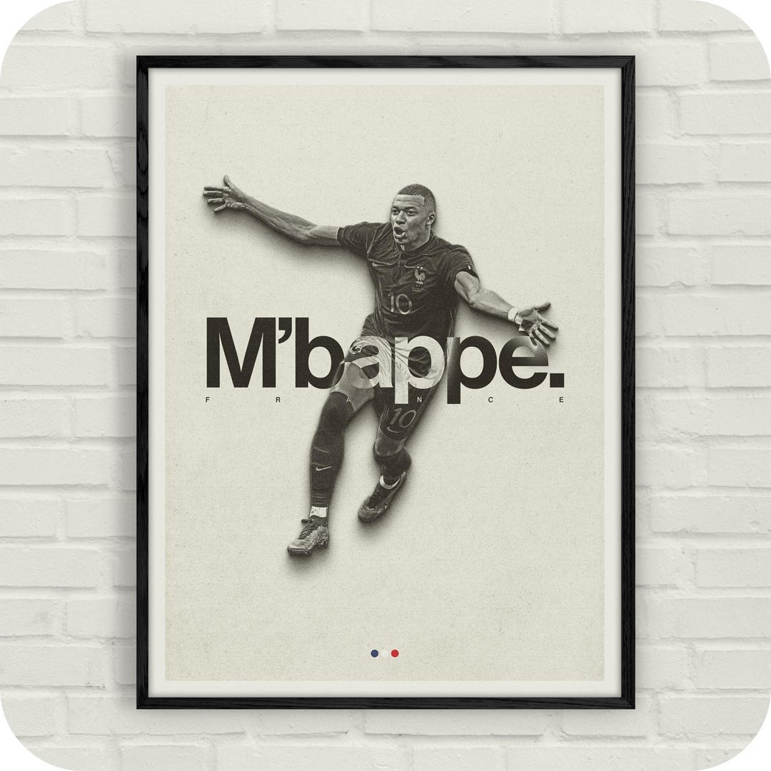 Kylian Mbappe Poster, Digital Download, France Soccer Wall Art Canvas ...