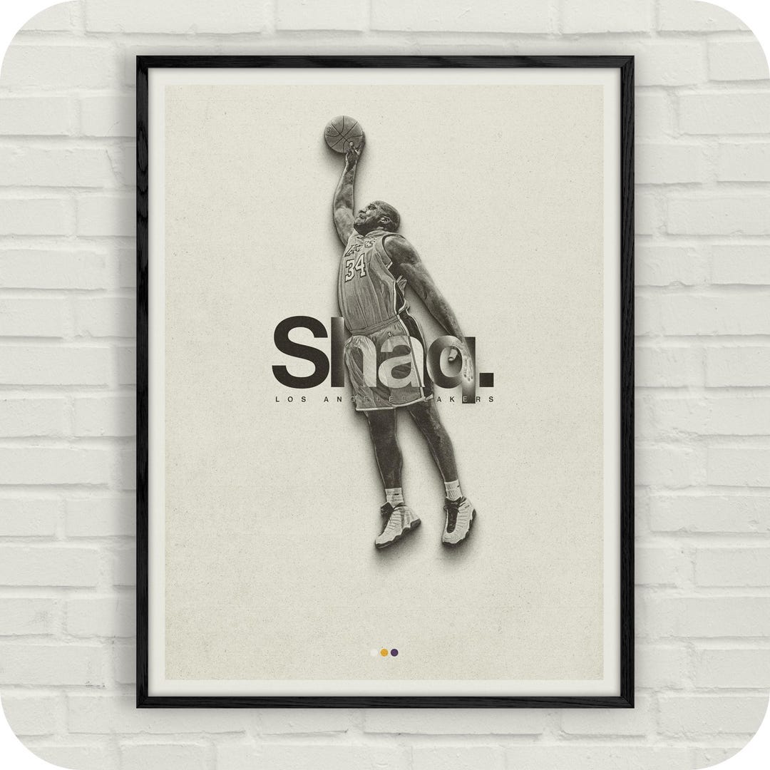 Shaquille O'neal Poster, Digital Download, Los Angeles Lakers Poster ...