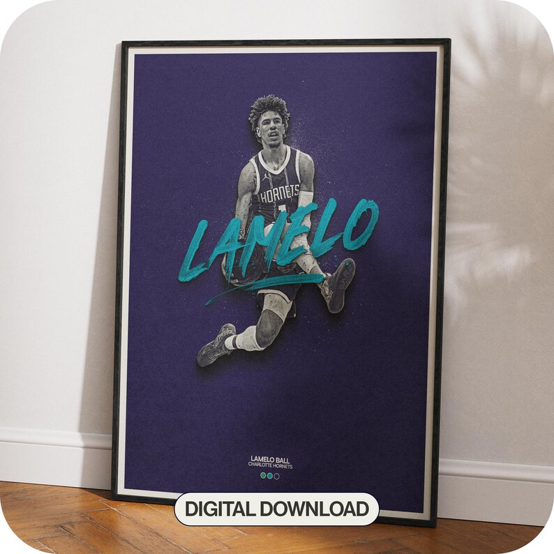 Lamelo Ball Poster, Digital Download, Charlotte Hornets Poster, NBA ...