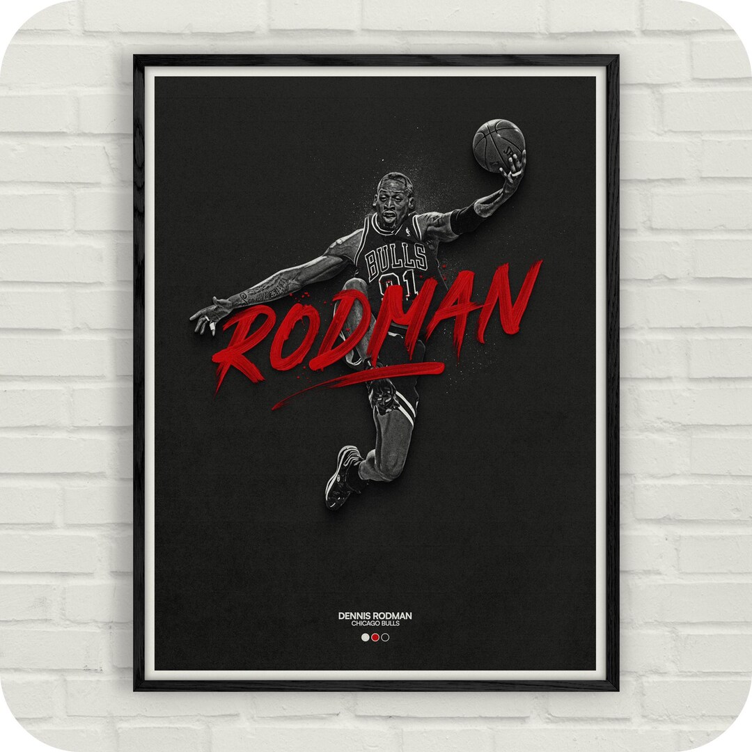 Dennis Rodman Poster, Digital Download, Chicago Bulls Poster, NBA ...