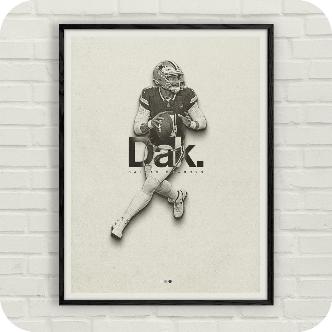 Dak Prescott Poster, Digital Download, Dallas Cowboys NFL Football Wall ...
