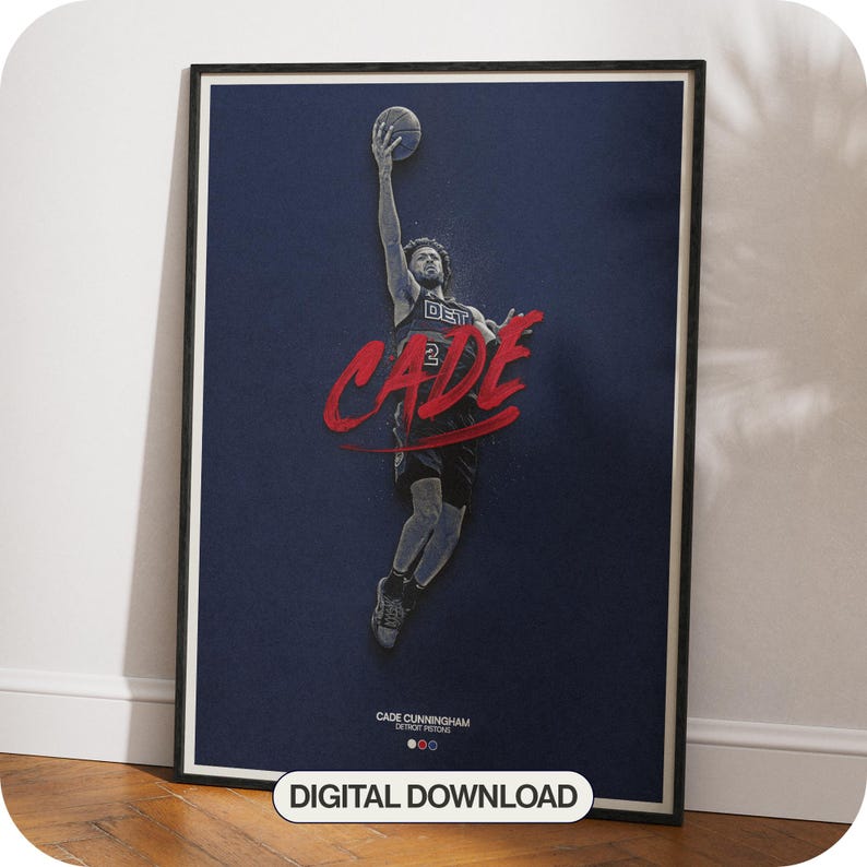 Cade Cunningham Poster, Digital Download, Detroit Pistons Poster, NBA ...