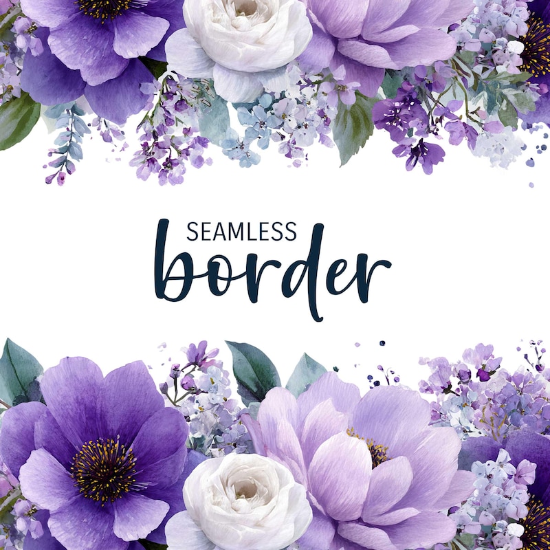 Dark Purple Flower Border - Etsy