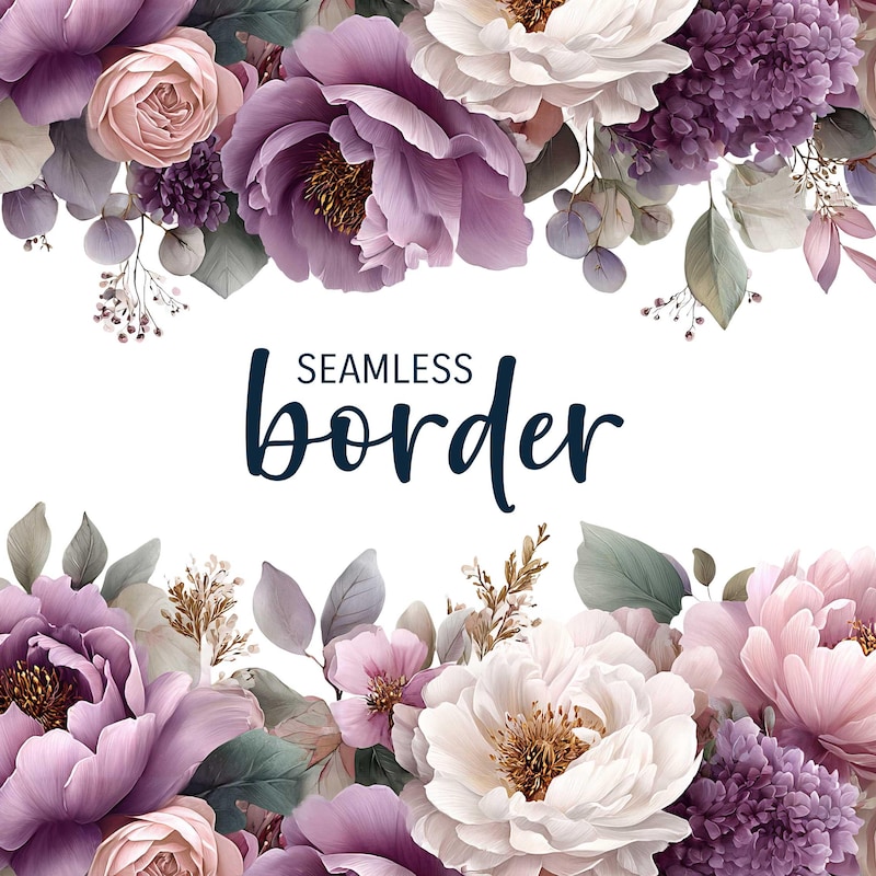 Purple Flower Card Border - Etsy New Zealand