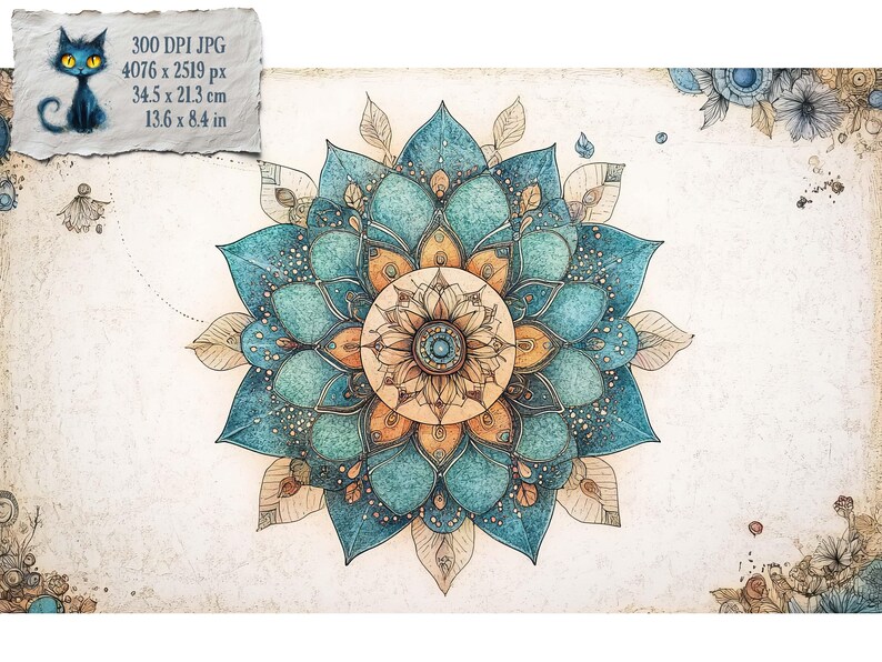 Celestine Harmony Vol 1, Mandala Clipart, Ink and Wash Designs, Boho ...