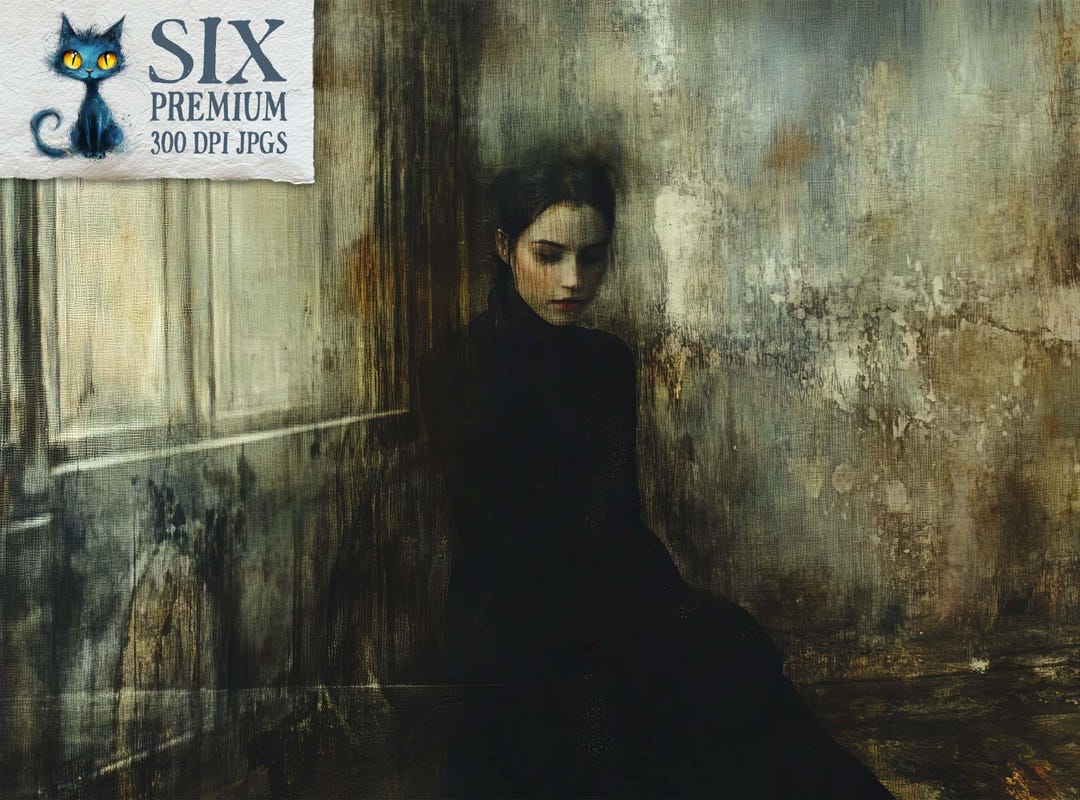 Fading Beauty Vol 3, Melancholy Woman Clipart, Surreal Elegance, Grunge ...