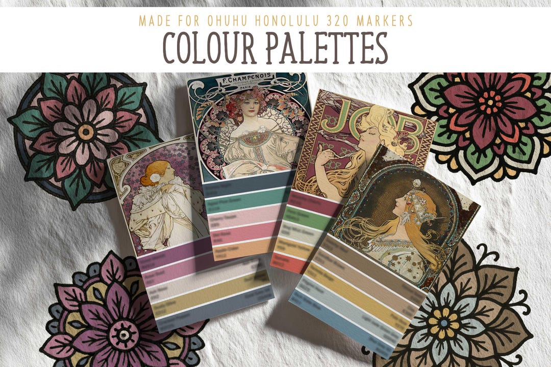 Alphonse Mucha Art Nouveau: Colour Palette for Ohuhu Honolulu 320 ...