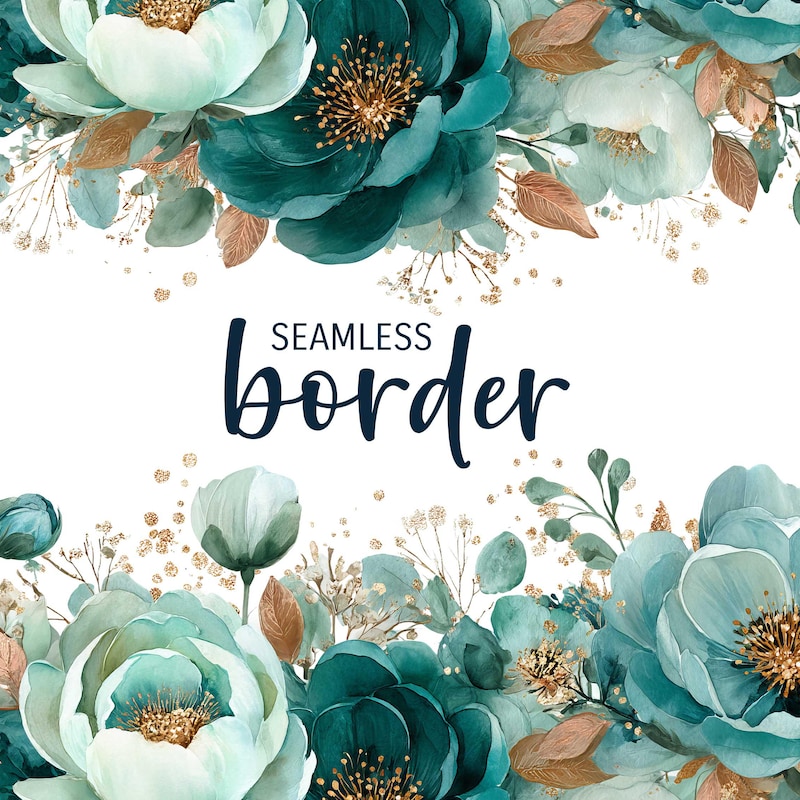 Teal Gold Border - Etsy