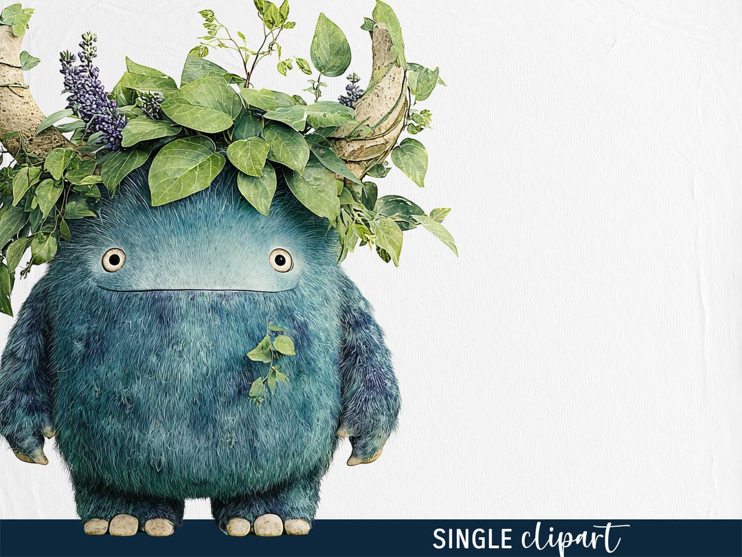 Woodland Fantasy Creatures, Fluffy Blue Forest Beast, Watercolour ...