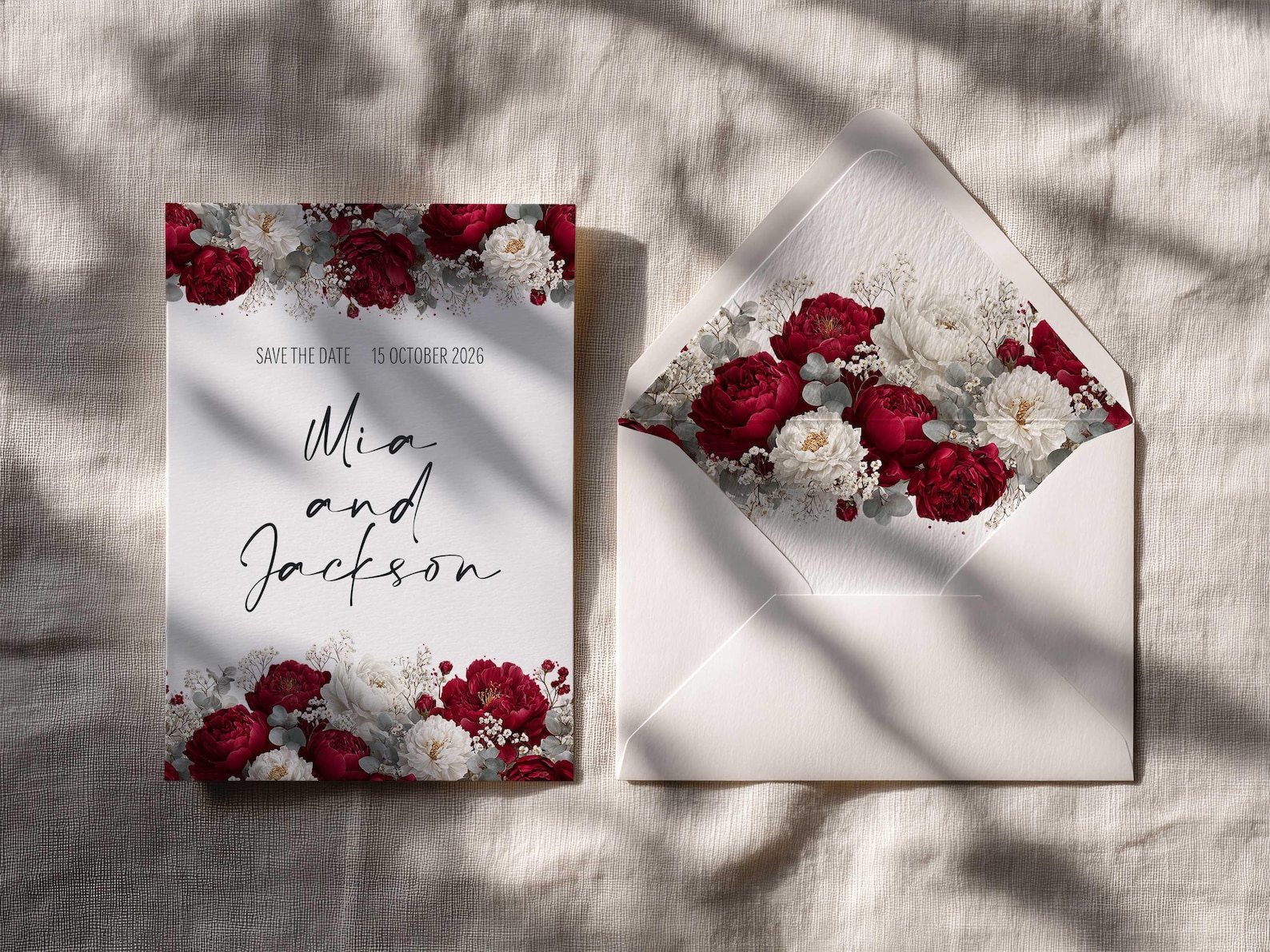 Crimson and White, Watercolor Seamless Floral Border, Romantic Wedding ...