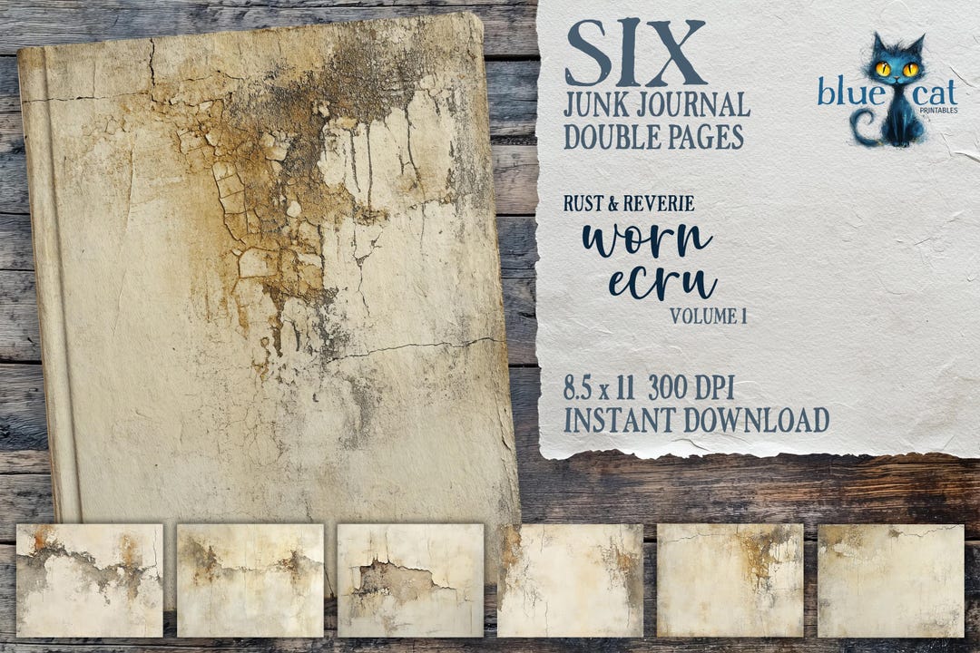 Worn Ecru Vol 1, Concrete Junk Journal, Distressed Pages, Weathered ...