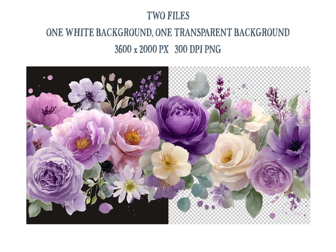 Lavender and Mauve, Watercolour Seamless Floral Border, Romantic ...