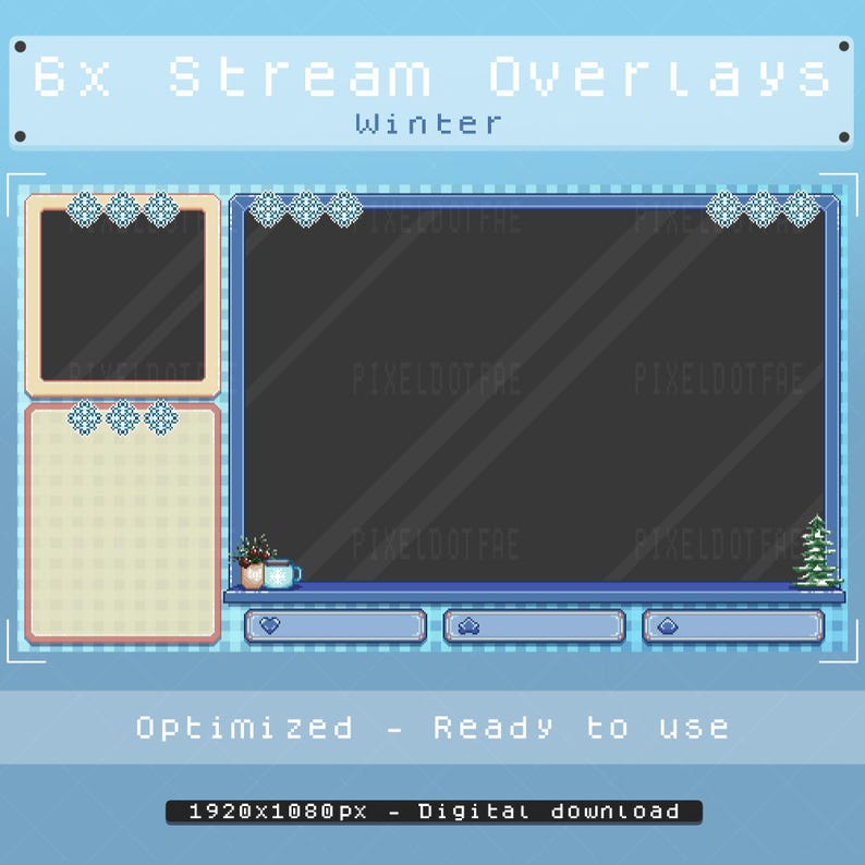 Winter Stream Overlays – 6x Cute Blue Graphics for Streamers | OBS and ...