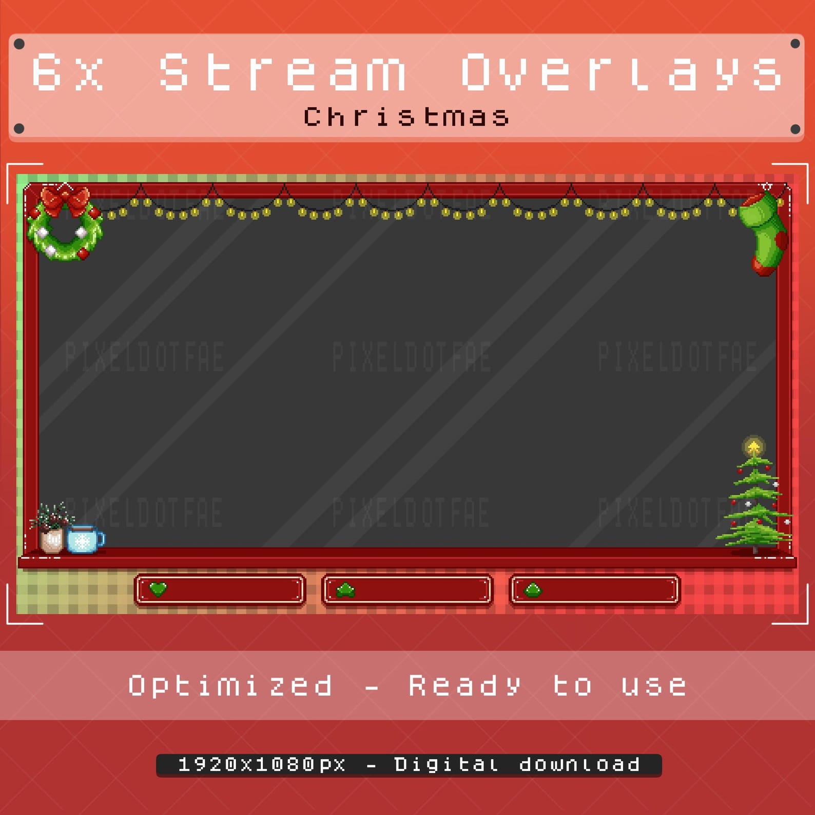 Christmas Stream Overlays – 6x Cute Christmas Graphics for Streamers ...