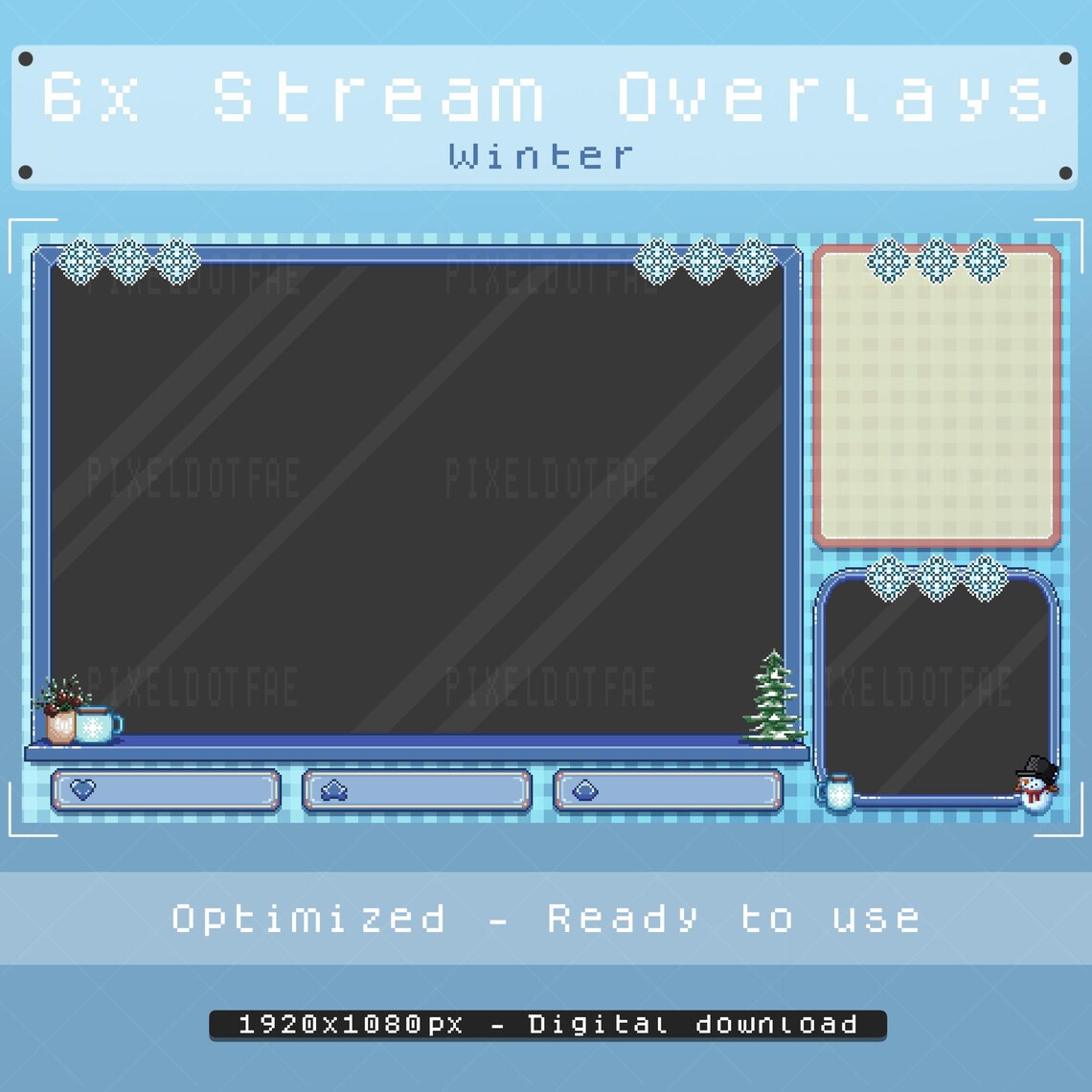 Winter Stream Overlays – 6x Cute Blue Graphics for Streamers | OBS and ...