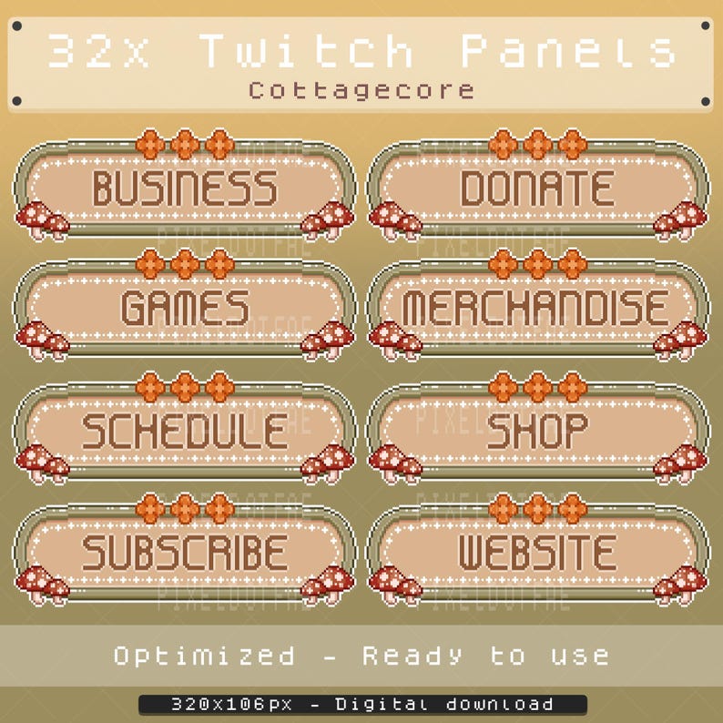 32x Cottagecore Twitch Panels in Cute and Cozy Pixel Art Style - Etsy