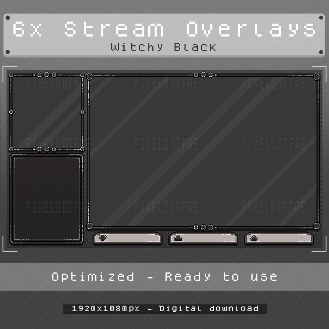 Witchy Black Stream Overlays – 6x Cute Black Graphics for Streamers ...
