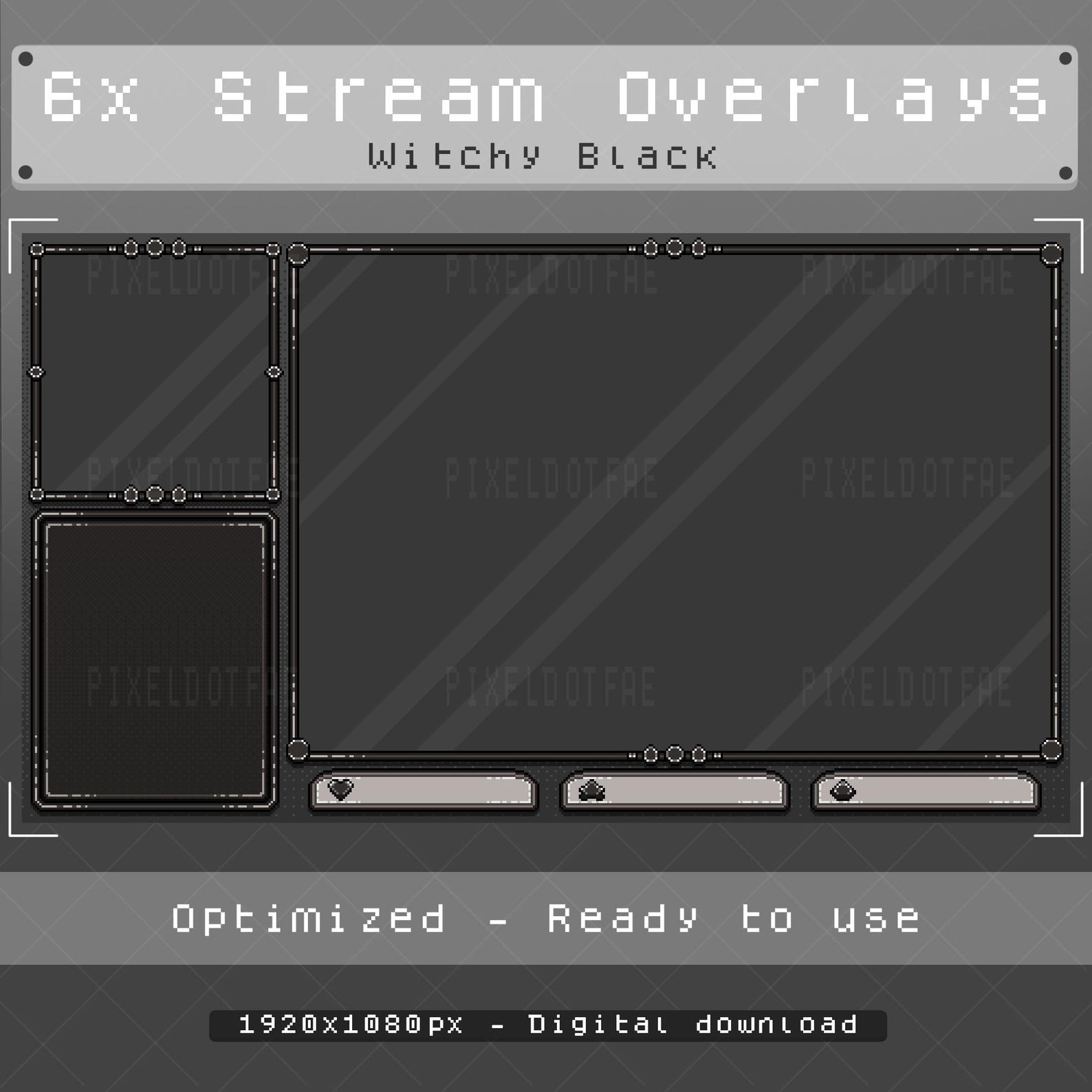 Witchy Black Stream Overlays – 6x Cute Black Graphics for Streamers ...