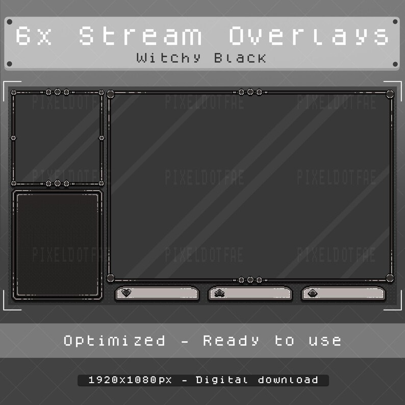 Witchy Black Stream Overlays – 6x Cute Black Graphics for Streamers ...
