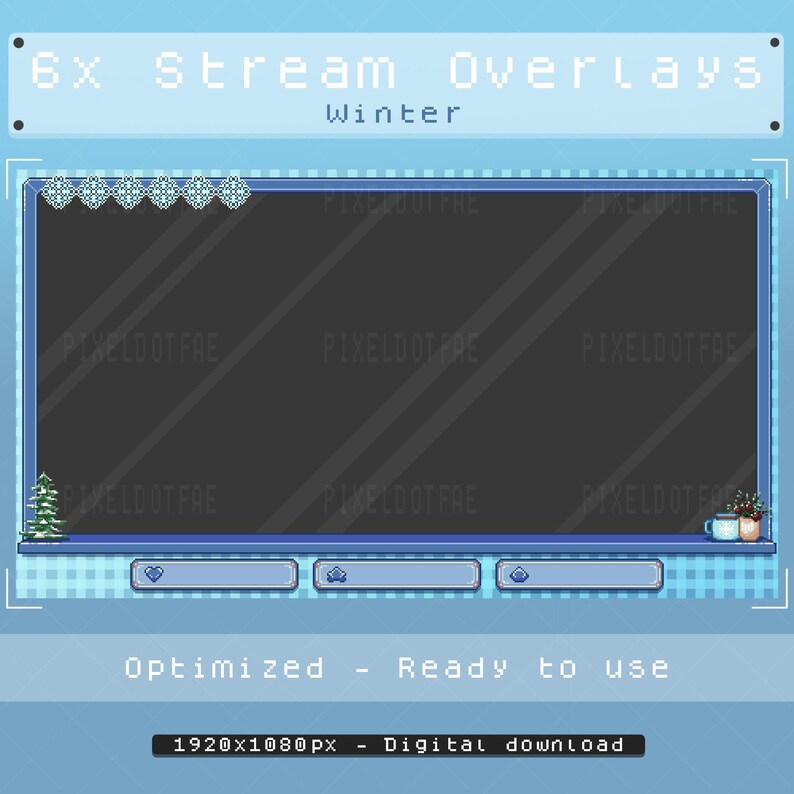 Winter Stream Overlays – 6x Cute Blue Graphics for Streamers | OBS and ...