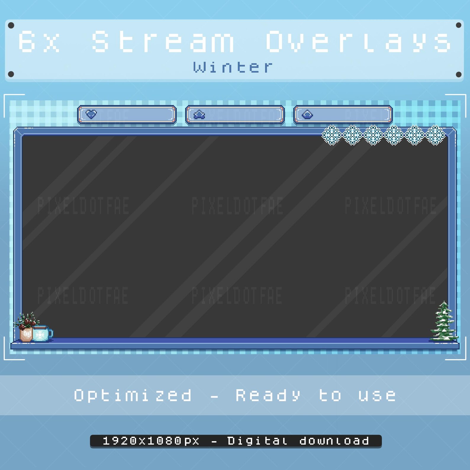Winter Stream Overlays – 6x Cute Blue Graphics for Streamers | OBS and ...