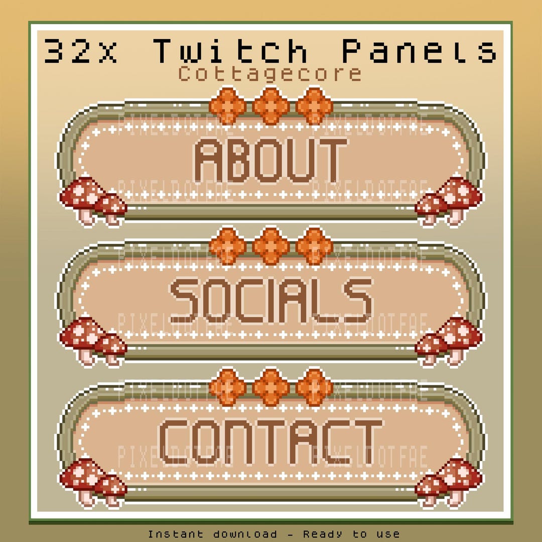 32x Cottagecore Twitch Panels in Cute and Cozy Pixel Art Style - Etsy