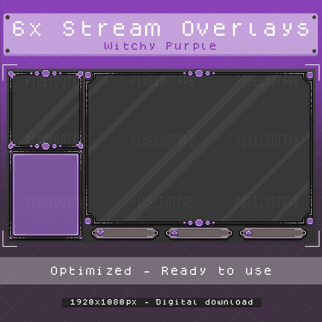 Witchy Purple Stream Overlays – 6x Cute Purple Graphics for Streamers ...