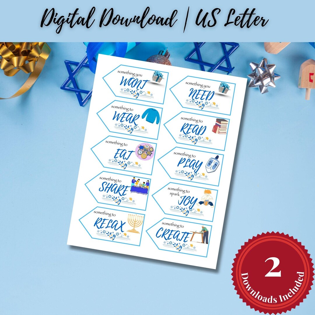 Printable Hanukkah Treat Tags | Hanukkah Gift Tags | for Cookies, Candy ...