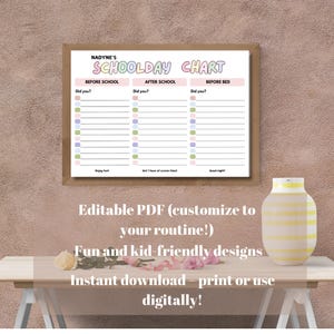 Editable School Day Chart for Kids | Visual Routine & Schedule Planner ...