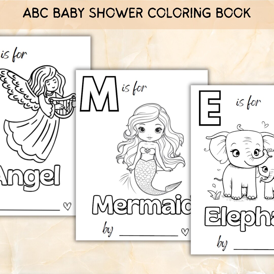 52 Pages ABC Baby Shower Coloring Book, Baby's First ABC Book, Baby ...