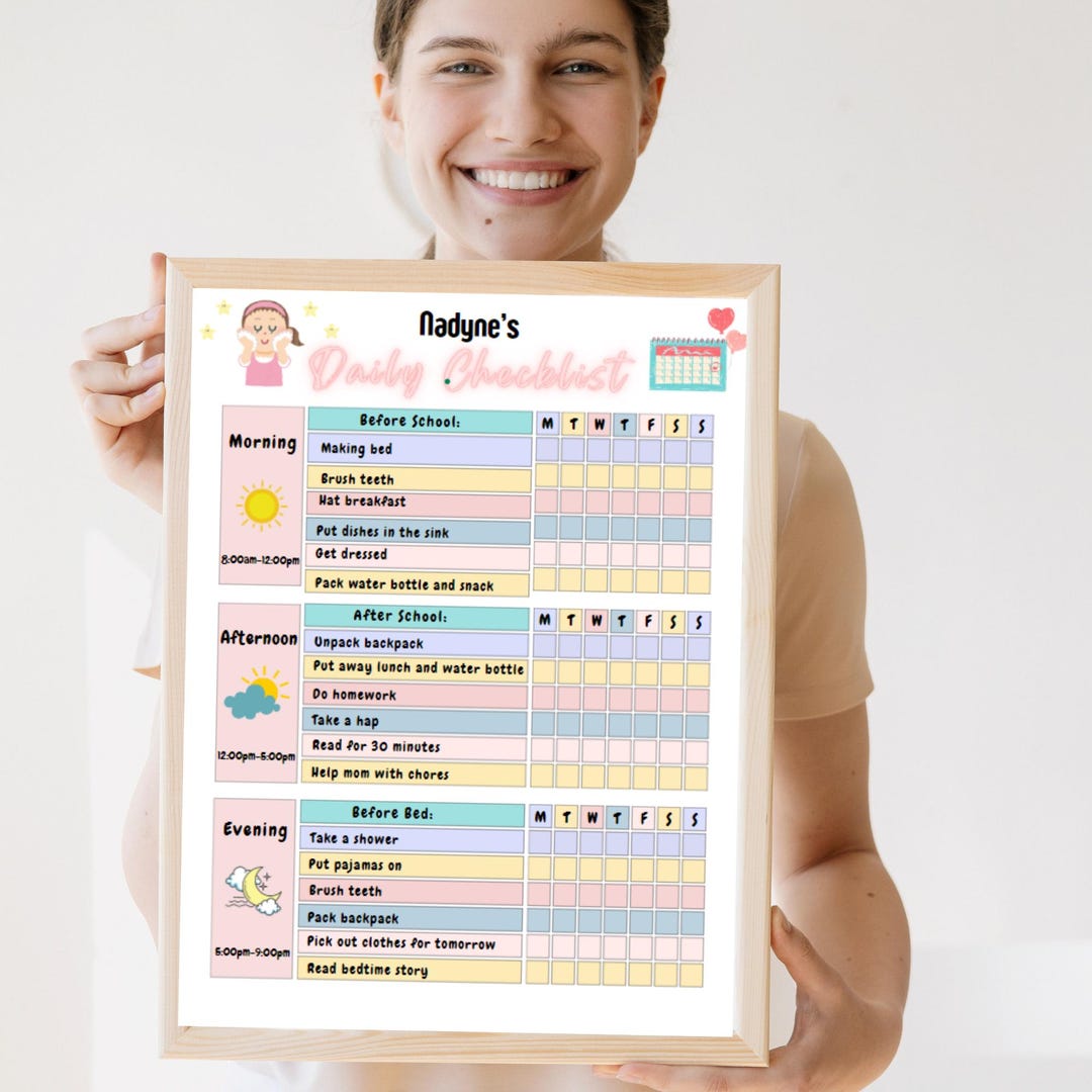 Editable Daily School Checklist for Kids, Fillable Checklist, to Do ...