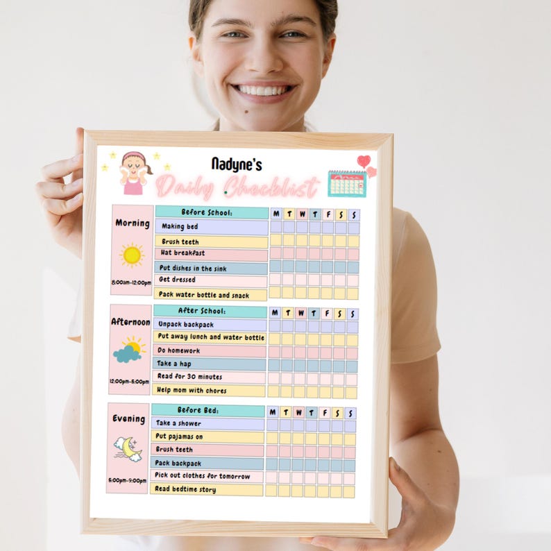 Editable Daily School Checklist for Kids, Fillable Checklist, to Do ...