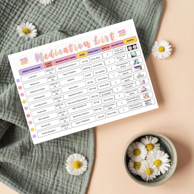 Printable Medication List - Etsy