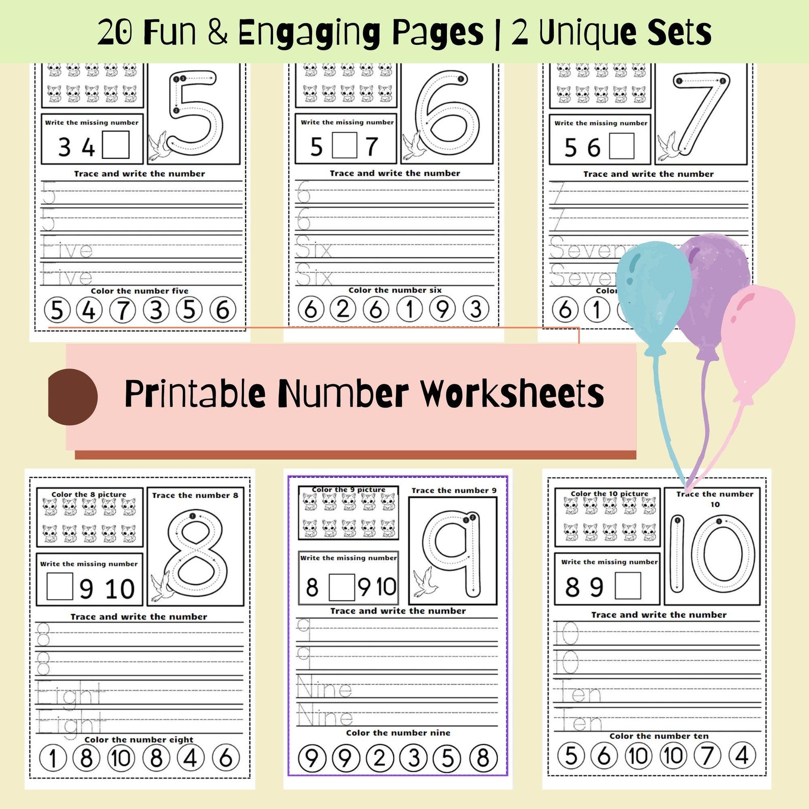 Printable Number Worksheets for Kids | Preschool & Kindergarten | Fun ...