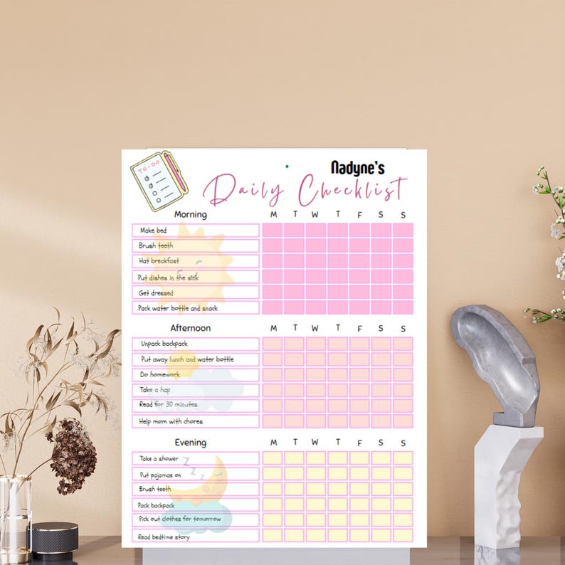 Editable Kids Daily Checklist: Fun Responsibility Chart (printable) - Etsy