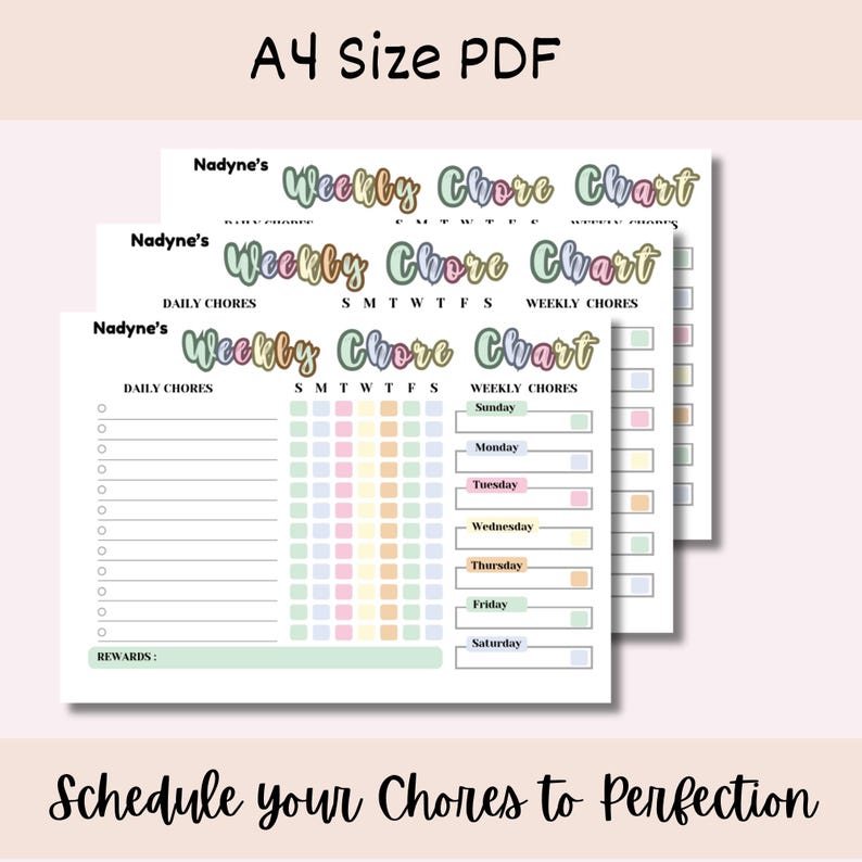 Editable Chore Chart for Kids | Printable | Kids Daily Weekly ...