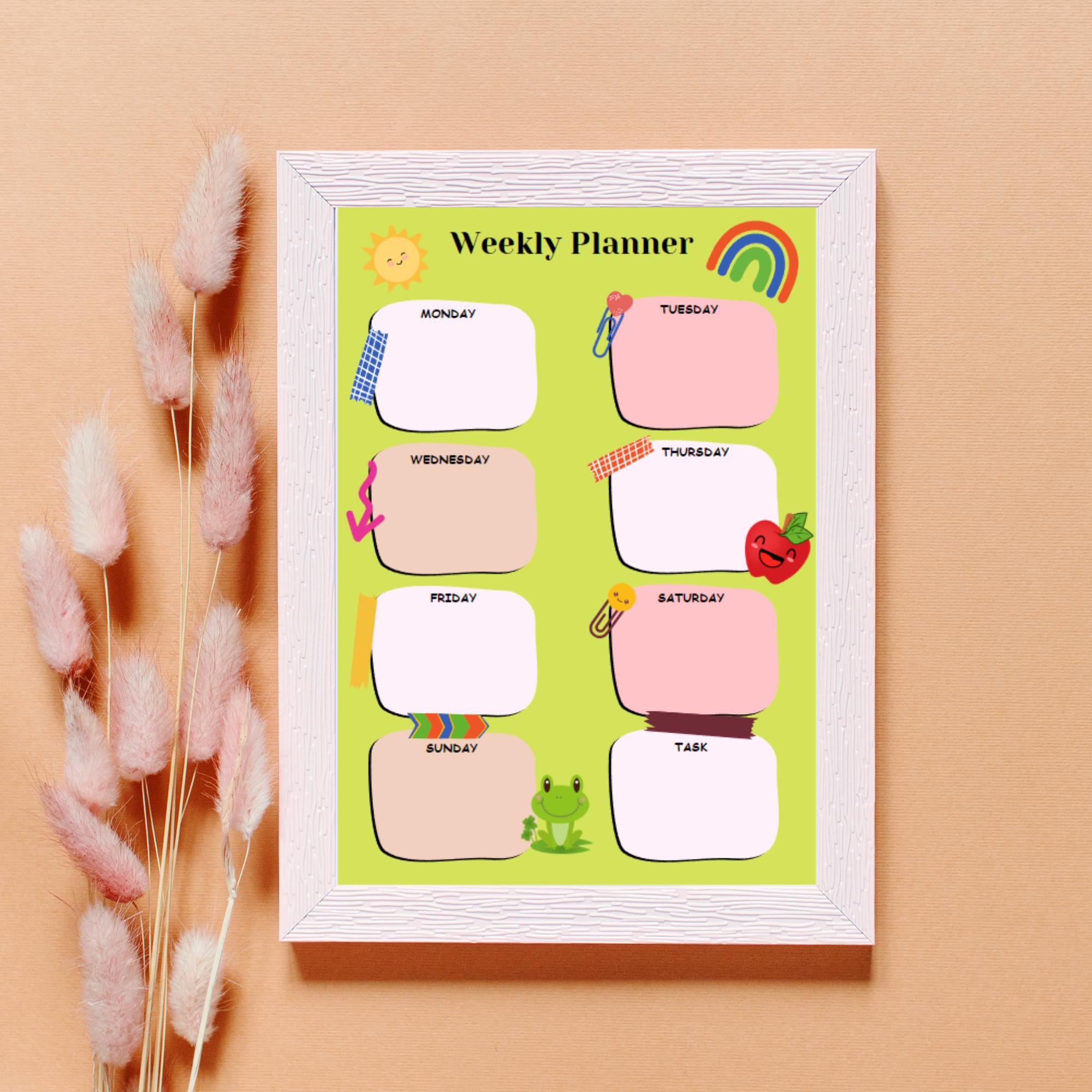 Printable Weekly Planner for Kids: Editable Chore Chart (A4, A5 PDF) - Etsy