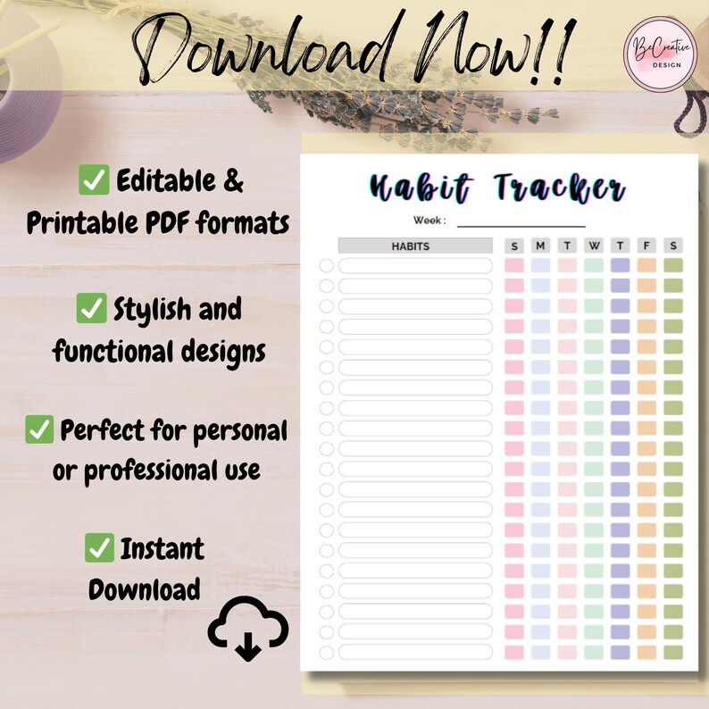 Editable Weekly Habit Tracker | Printable Habit Tracker | Daily Habit ...