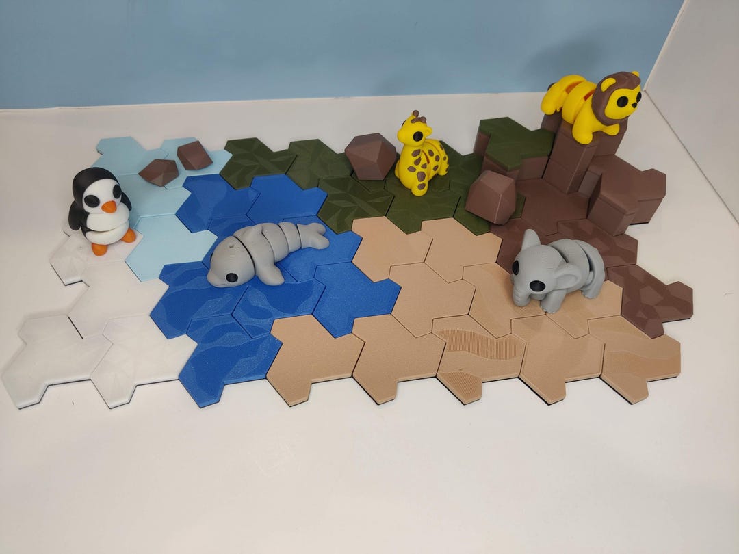 3D Printed Articulated Animal Zoo Set | 5 Articulating Animals With ...