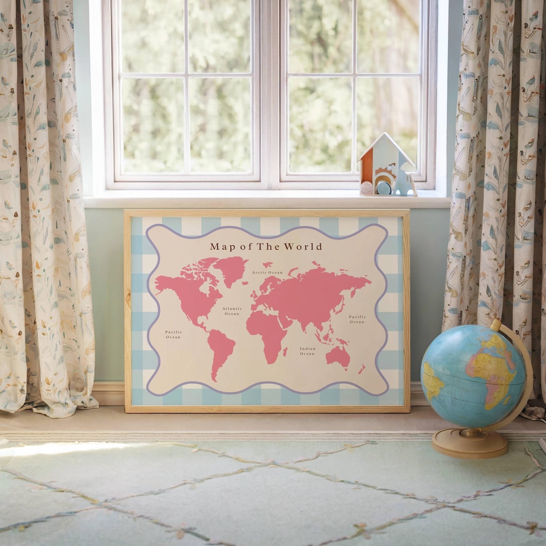 Printable World Map Poster, Instant Download, Wall Decor, Nursery Wall ...
