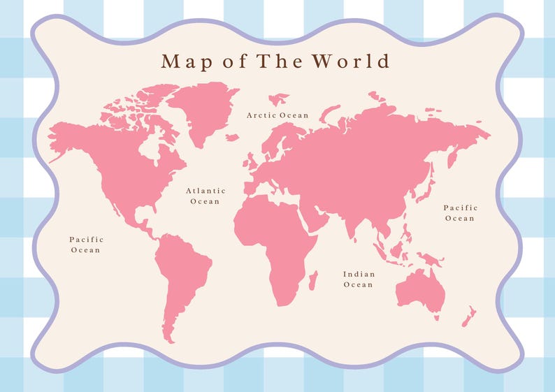 Printable World Map Poster, Instant Download, Wall Decor, Nursery Wall ...