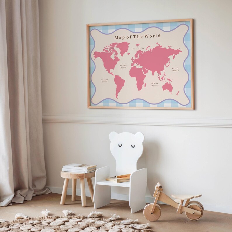 Printable World Map Poster, Instant Download, Wall Decor, Nursery Wall ...