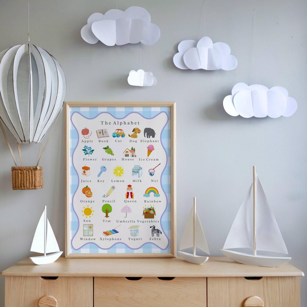 Printable Children's Alphabet Chart, A-Z Everyday Basic Items, Nursery ...