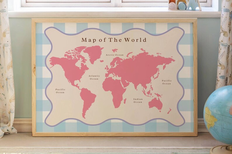Printable World Map Poster, Instant Download, Wall Decor, Nursery Wall ...