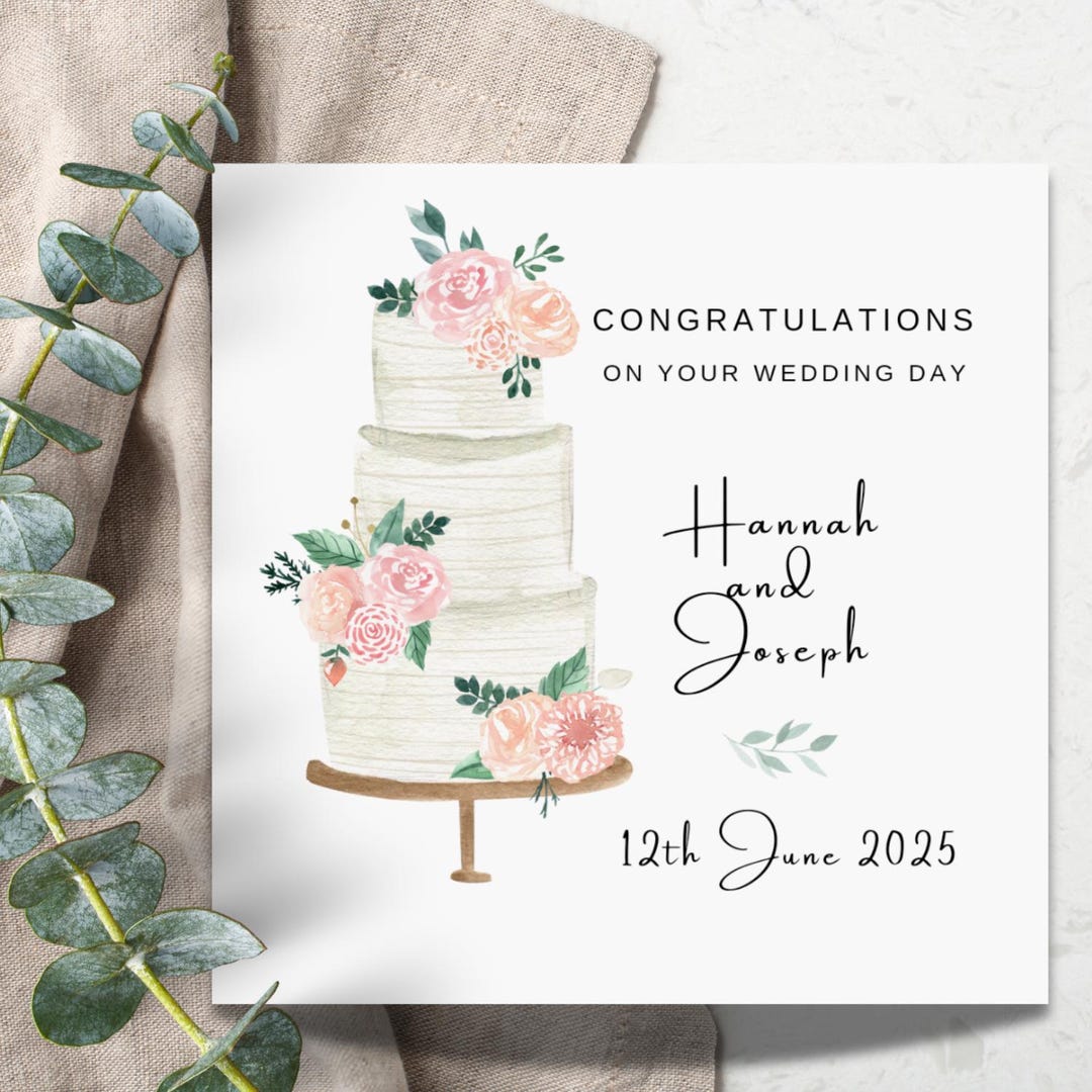 Congratulations on Your Wedding Card With Names / Personalised Wedding ...