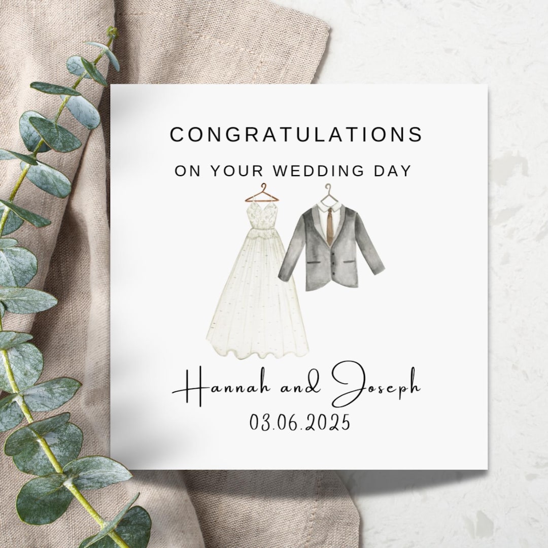 Congratulations on Your Wedding Card With Names / Personalised Wedding ...
