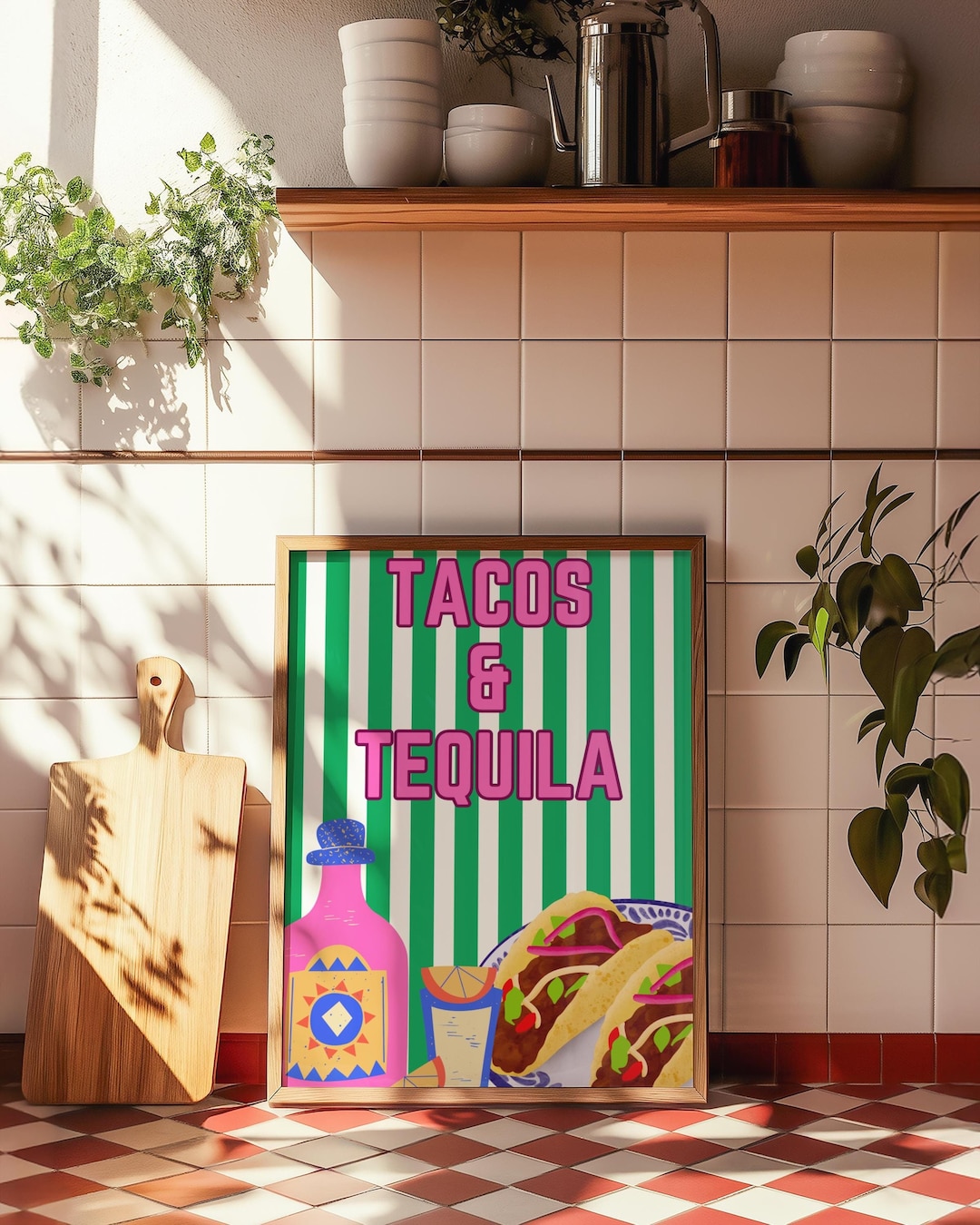 Tacos & Tequila Poster - Vibrant Mexican Fiesta Wall Art, Bold Kitchen ...