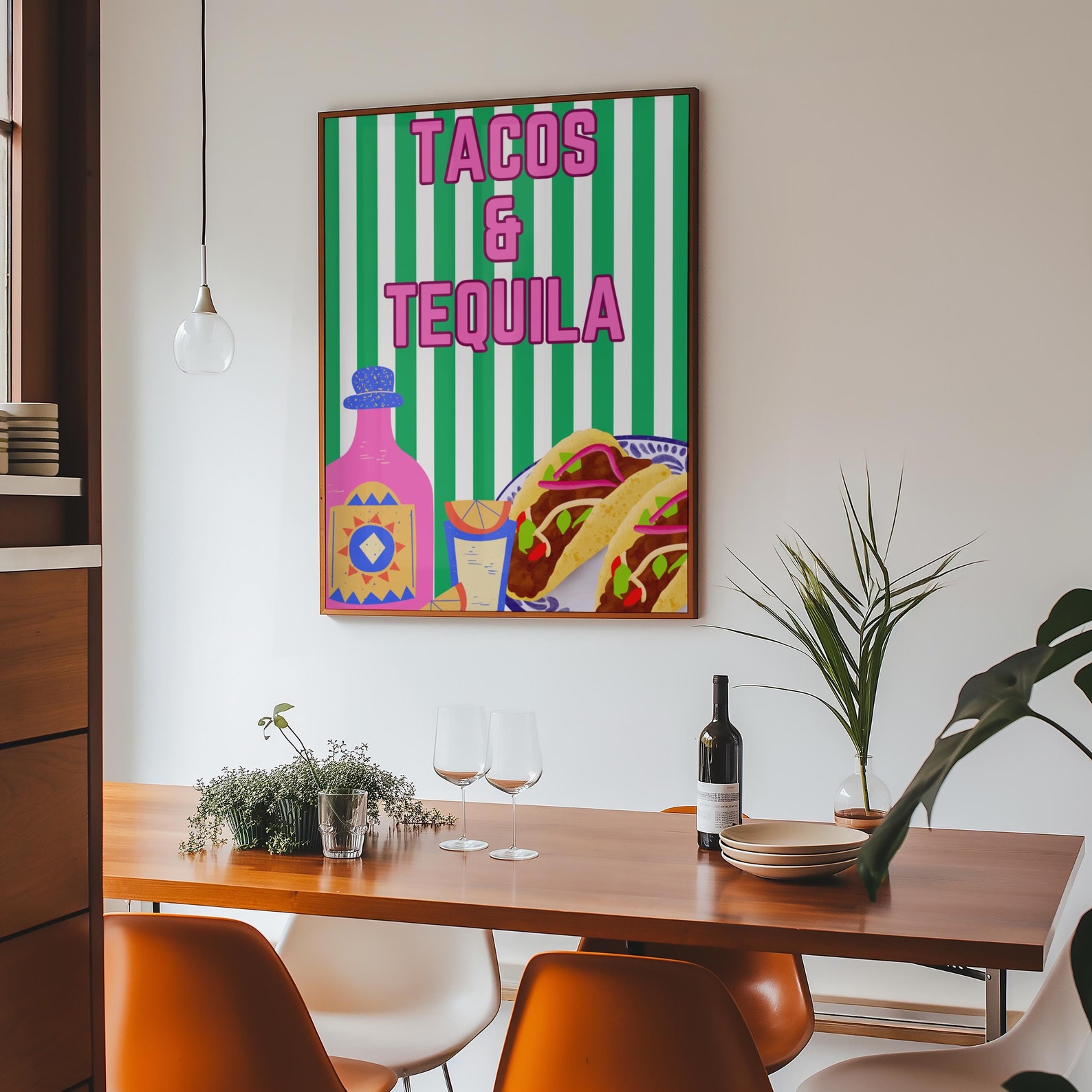 Tacos & Tequila Poster - Vibrant Mexican Fiesta Wall Art, Bold Kitchen ...