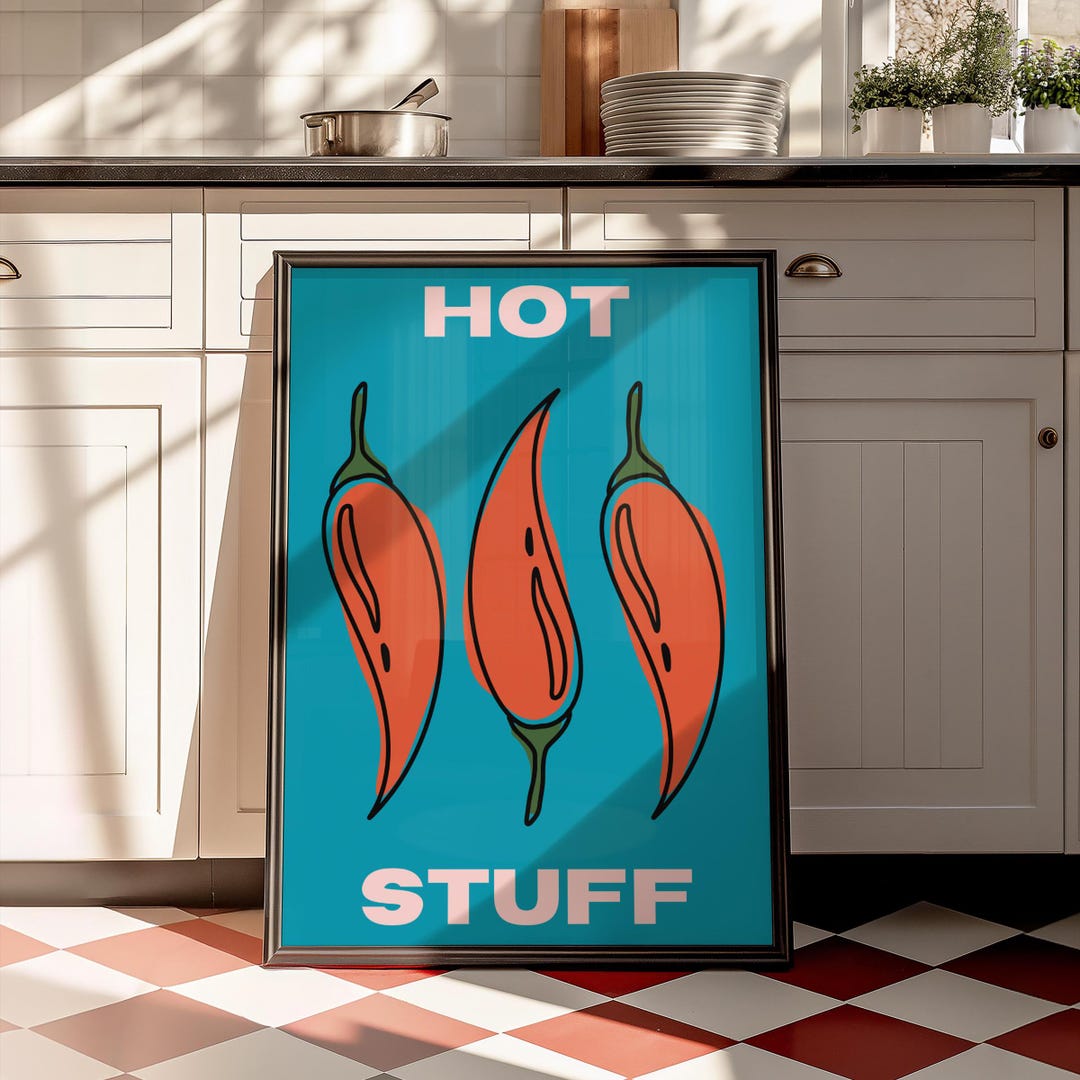 Hot Stuff Chili Pepper Wall Art - Vibrant Modern Poster Kitchen Dining ...